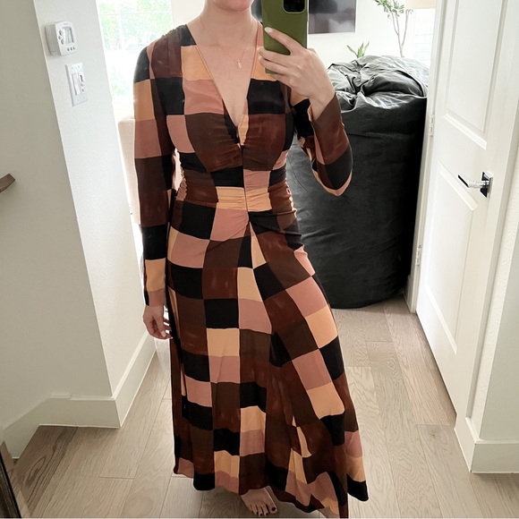A.L.C. | Dresses | Alc Ganache Multi Patchwork Long Sleeve Sample Maxi ...